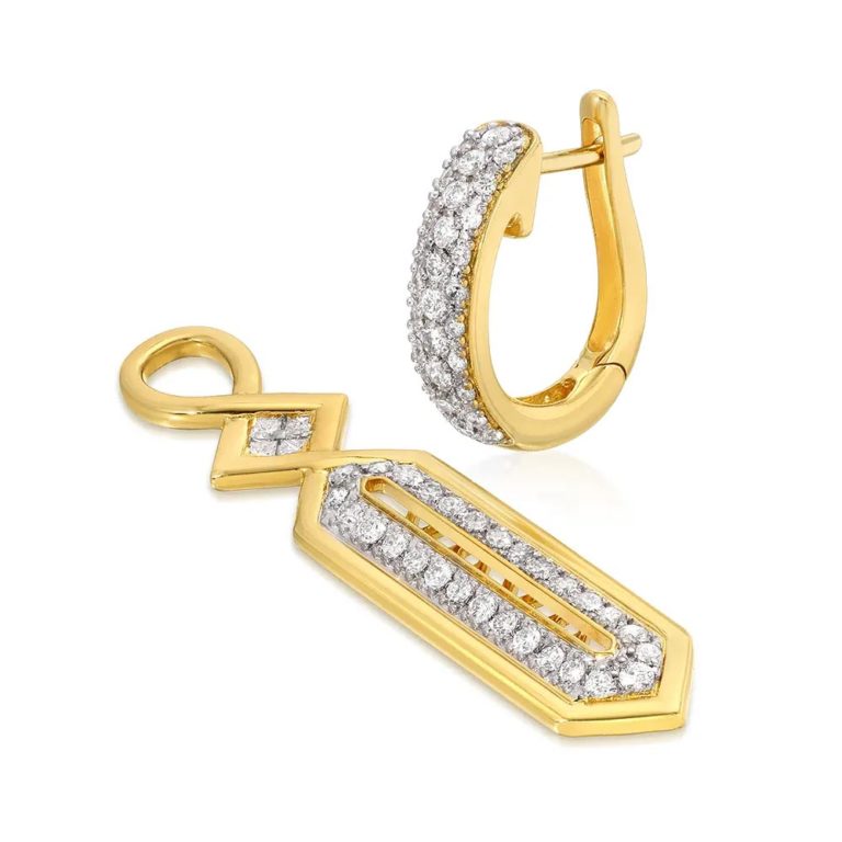 ARY D'PO • Eternity Hoop Earrings in 18K Yellow Gold & Diamonds